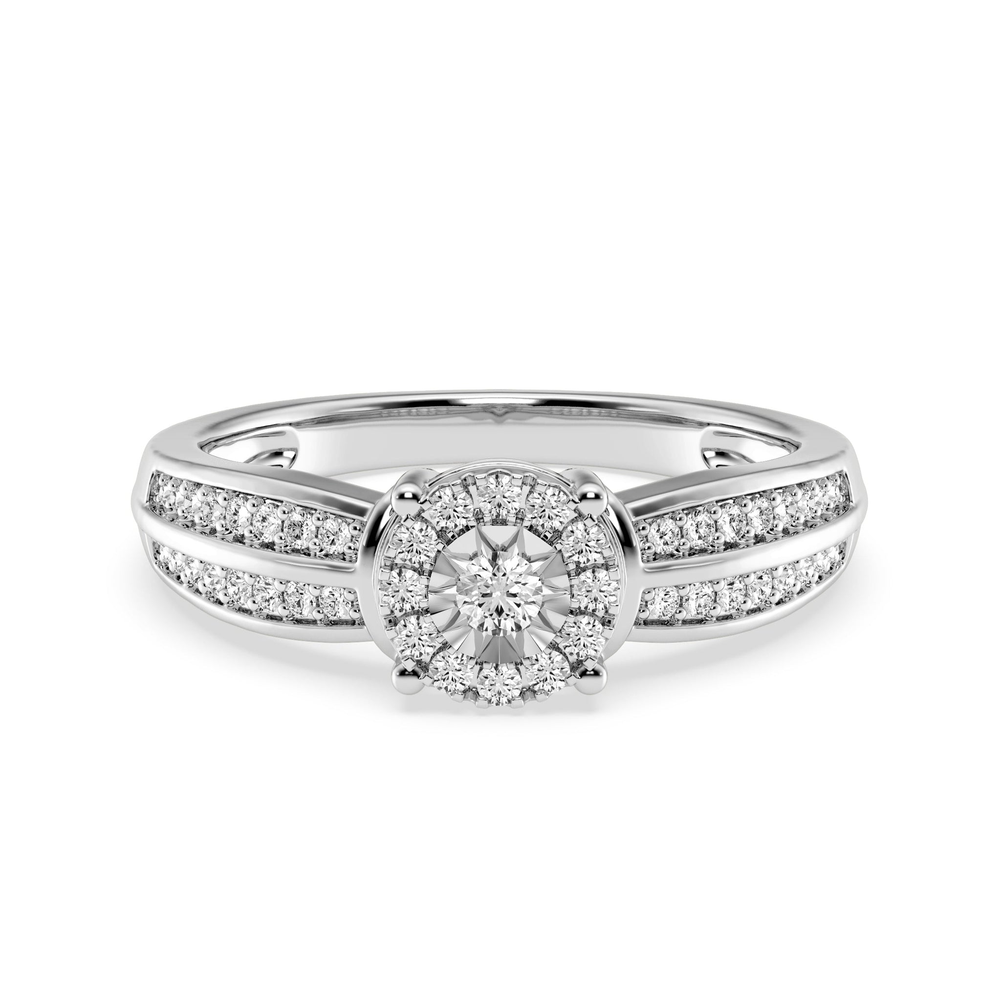 9ct White Gold Ladies Diamond Cluster Engagement Ring | The Diamond Box ...