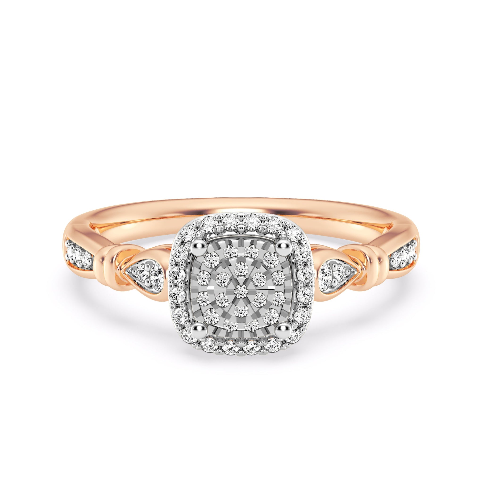 9ct Rose Gold Ladies Diamond Cluster Engagement Ring | The Diamond Box ...