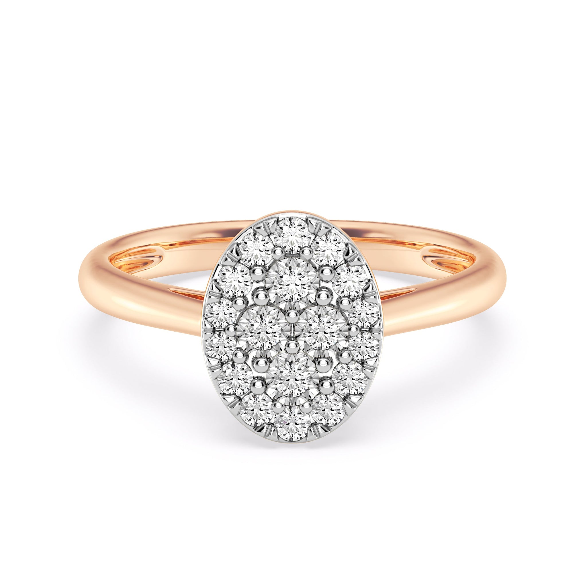 9ct Rose Gold Ladies Diamond Cluster Engagement Ring - 615JWR - RG ...