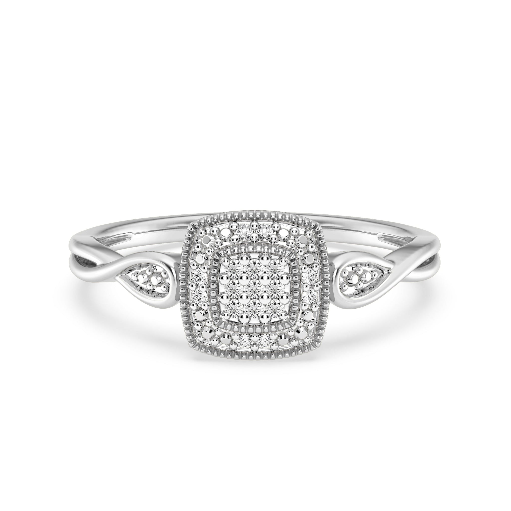9ct White Gold Ladies Diamond Cluster Engagement Ring | The Diamond Box ...