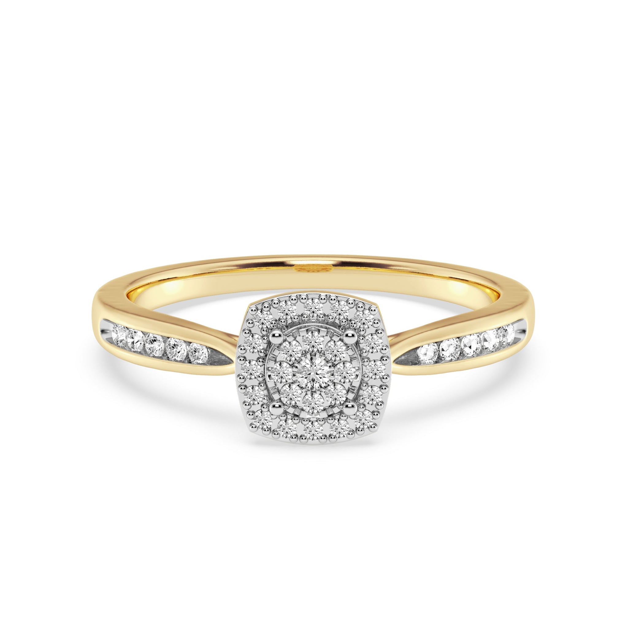 9ct Yellow Gold Ladies Diamond Cluster Engagement Ring | The Diamond ...