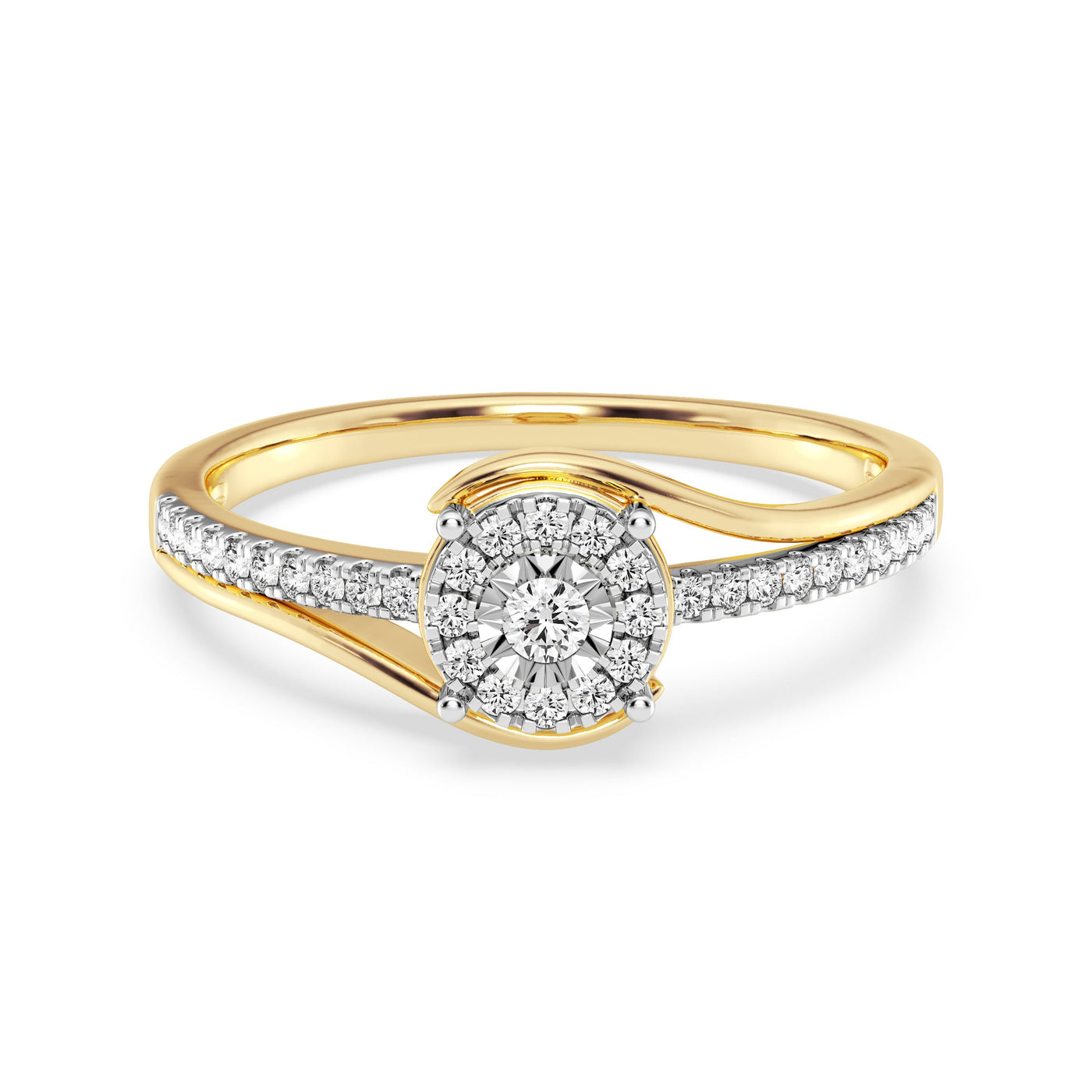 9ct Yellow Gold Ladies Diamond Cluster Engagement Ring - 576JWR - YG ...
