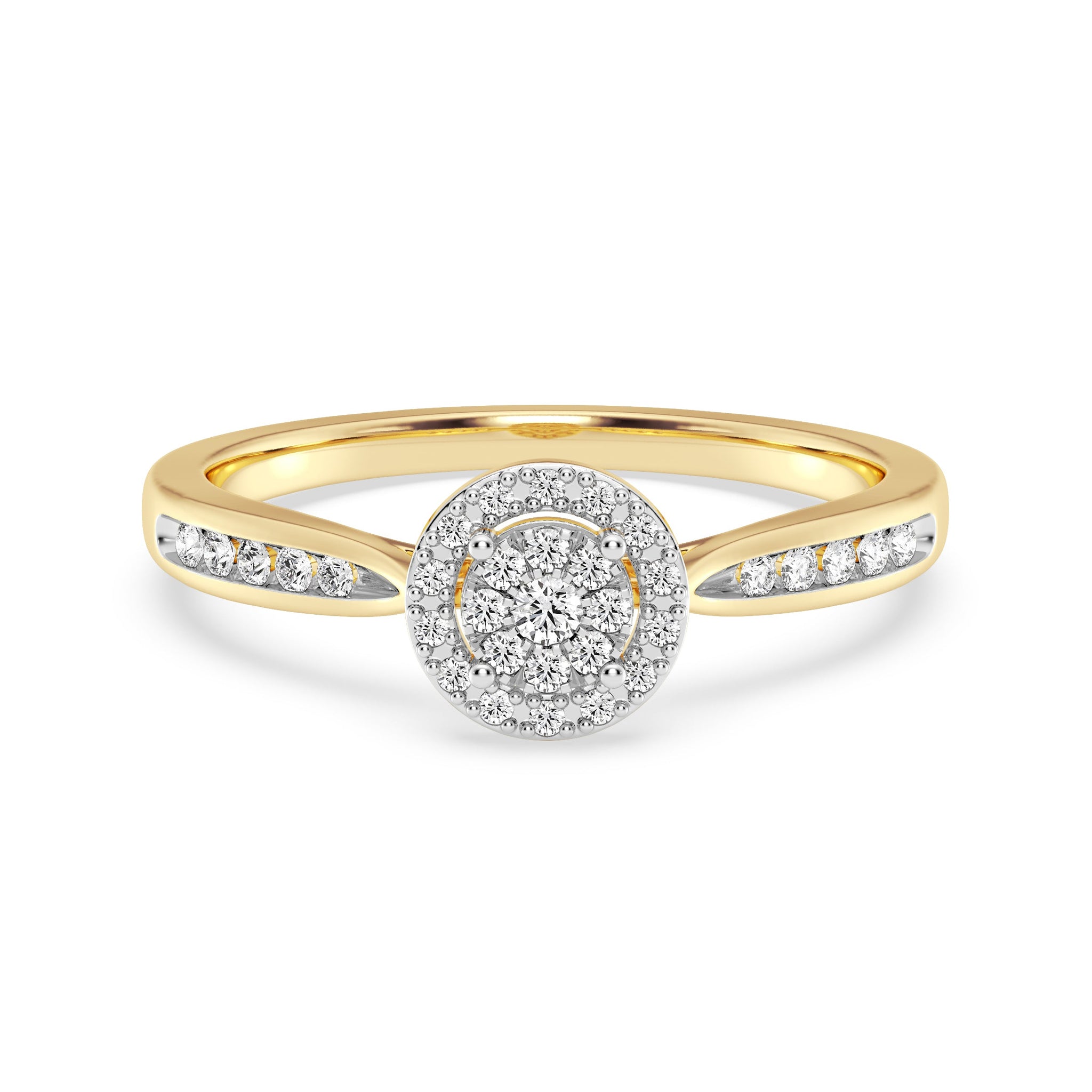 9ct Yellow Gold Ladies Diamond Cluster Engagement Ring | The Diamond ...